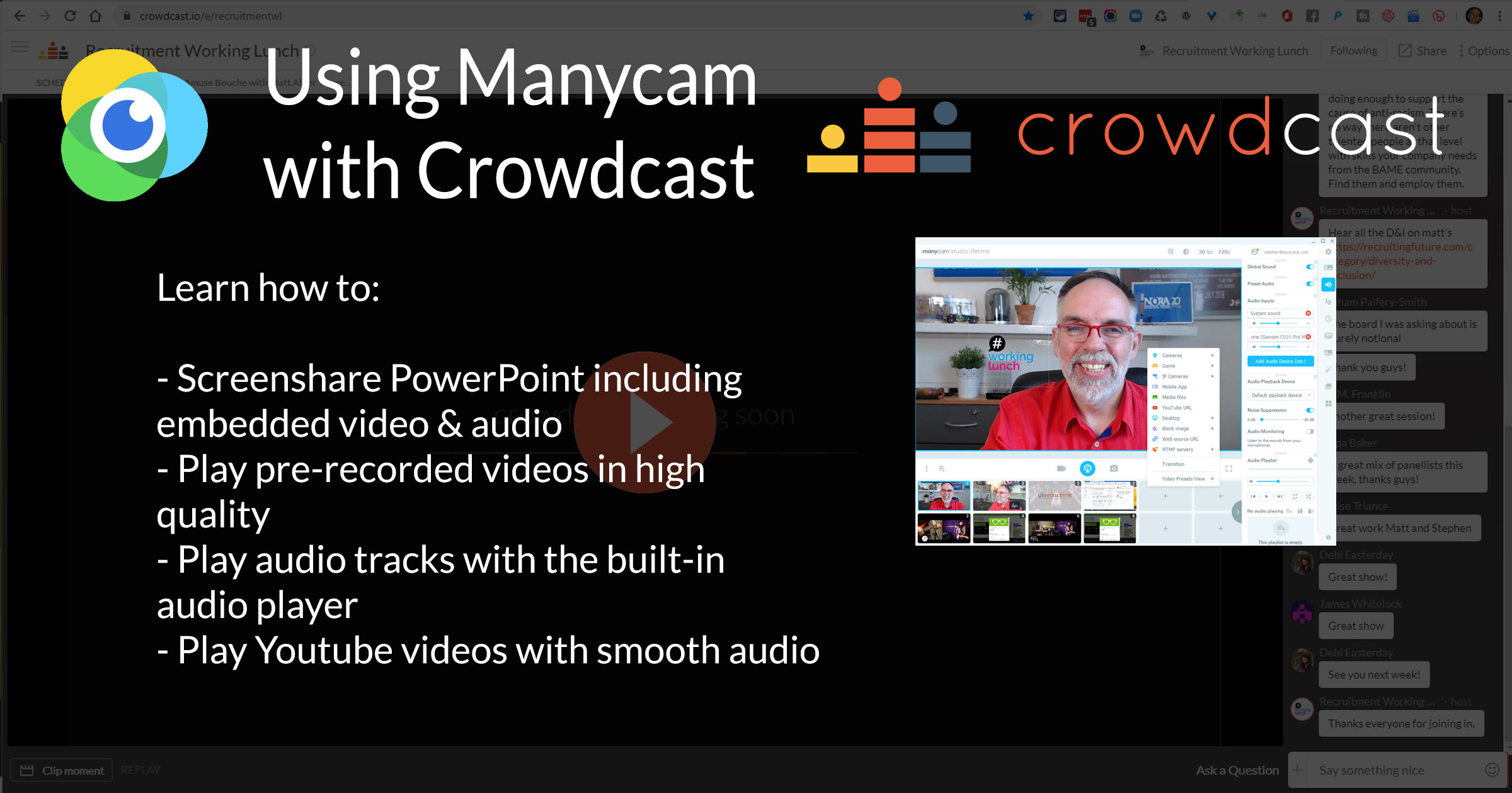 Using ManyCam with Crowdcast - crowdcast
