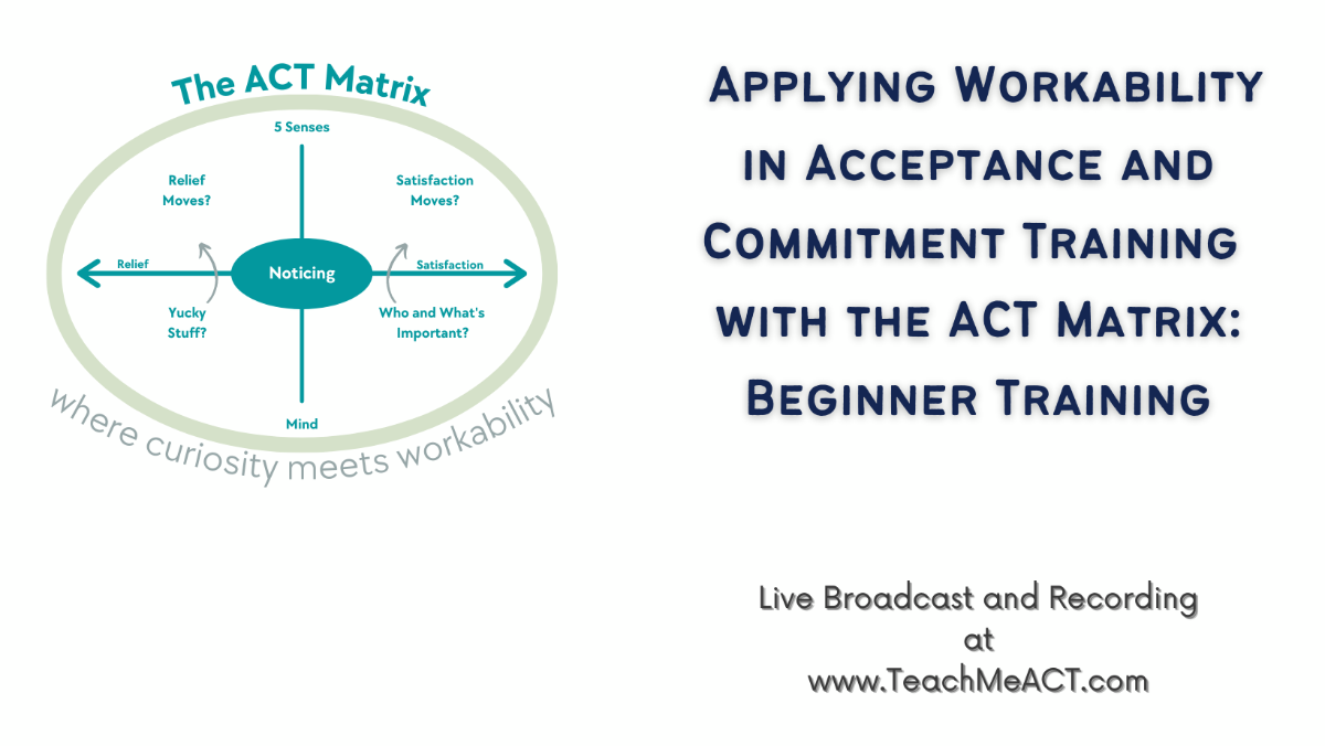 Applying Workability in Acceptance and Commitment Training with the ACT ...